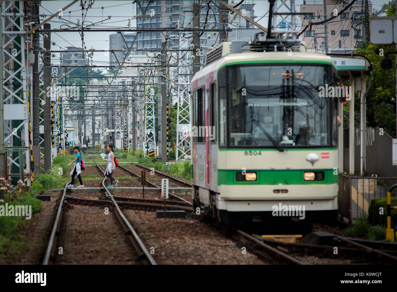 Tokyo street car - Toden Stock Photo - Alamy
