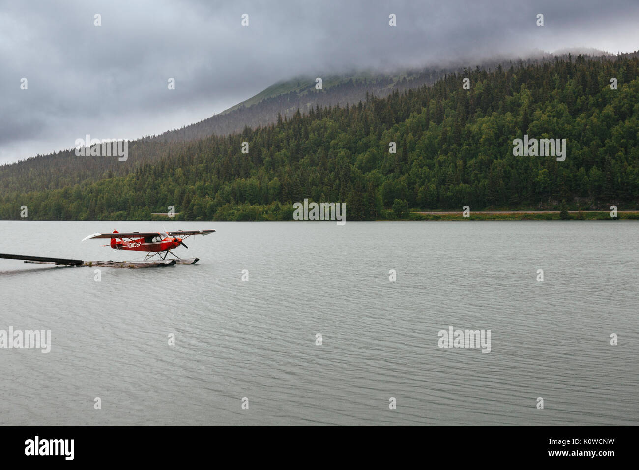 Seaplane on a lake, Moose Pass, Kenai Peninsula, Alaska, USA Stock ...