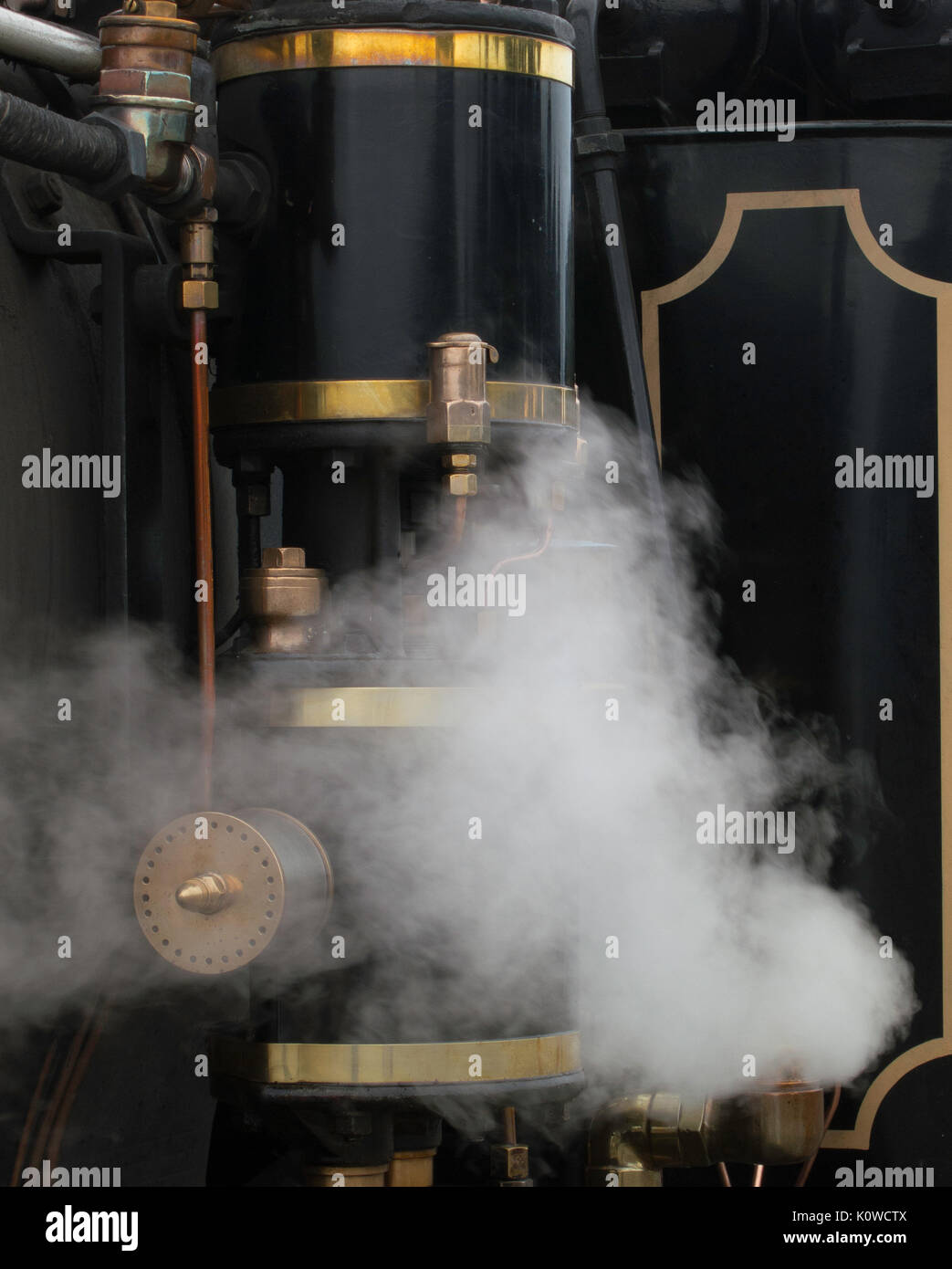 Steam being expelled from old steam train locomotive, WA 165 Stock ...