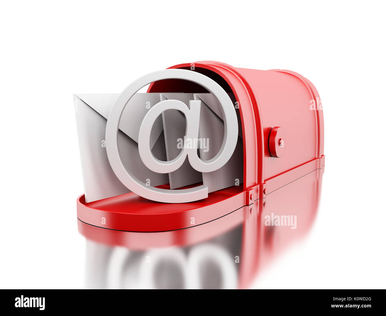3d illustration. Open mailbox with AT sign. Incoming mail concept ...