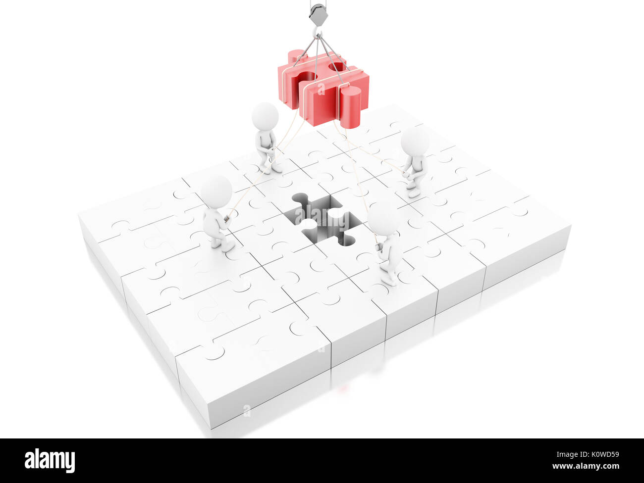 3d illustration. Business team building a puzzle jigsaw. Teamwork ...