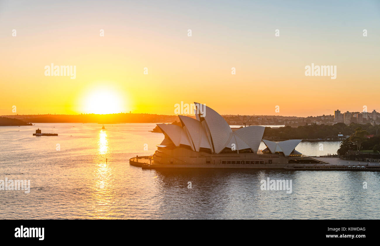 Circular Quay and The Rocks at dusk, Sydney Opera House, Opera, in the ...