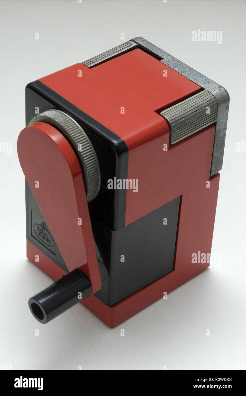 Classic red Faber pencil sharpener vintage Stock Photo - Alamy