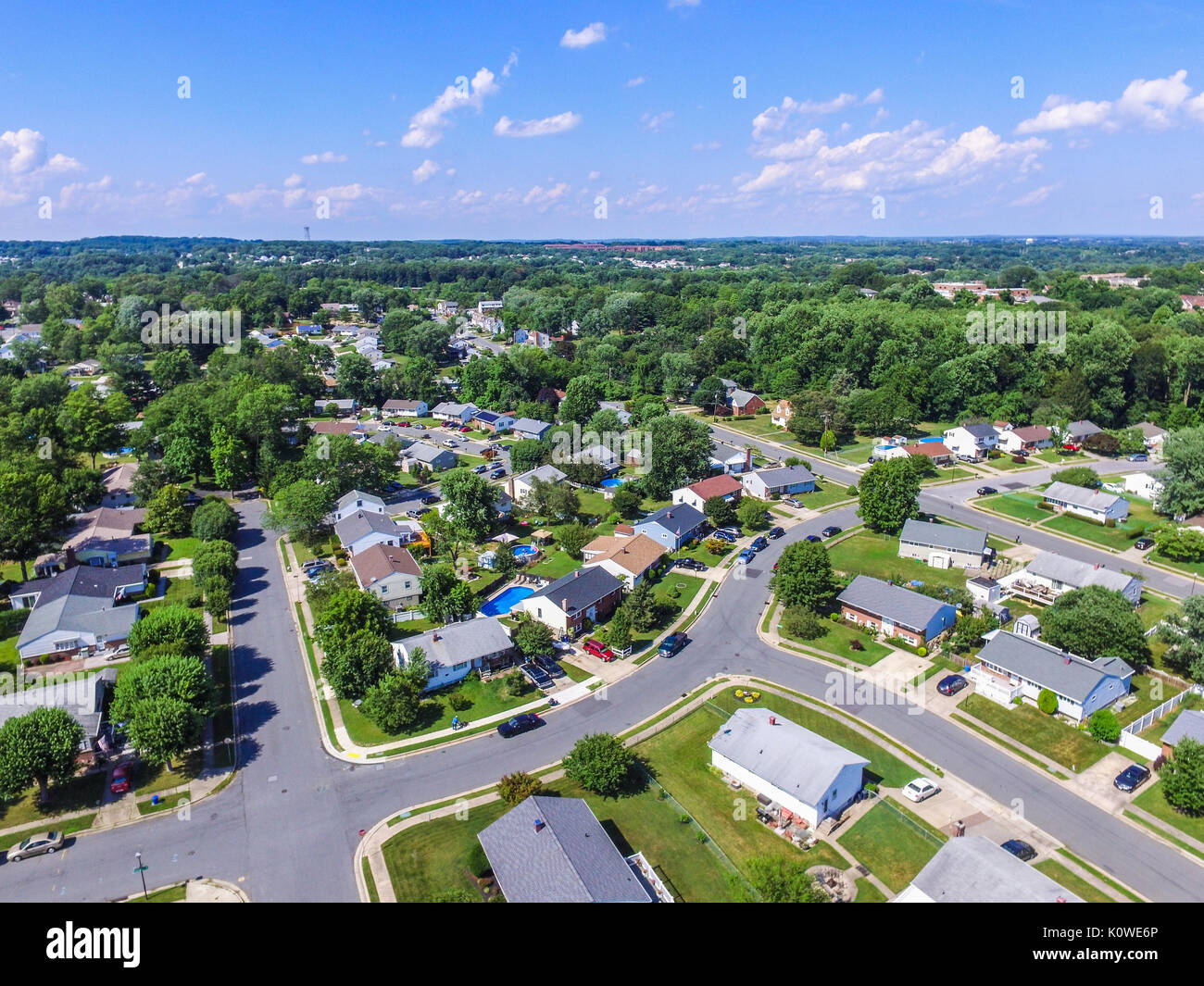 Aerial of a Neighborhood in Parkville in Baltimore County, Maryland ...