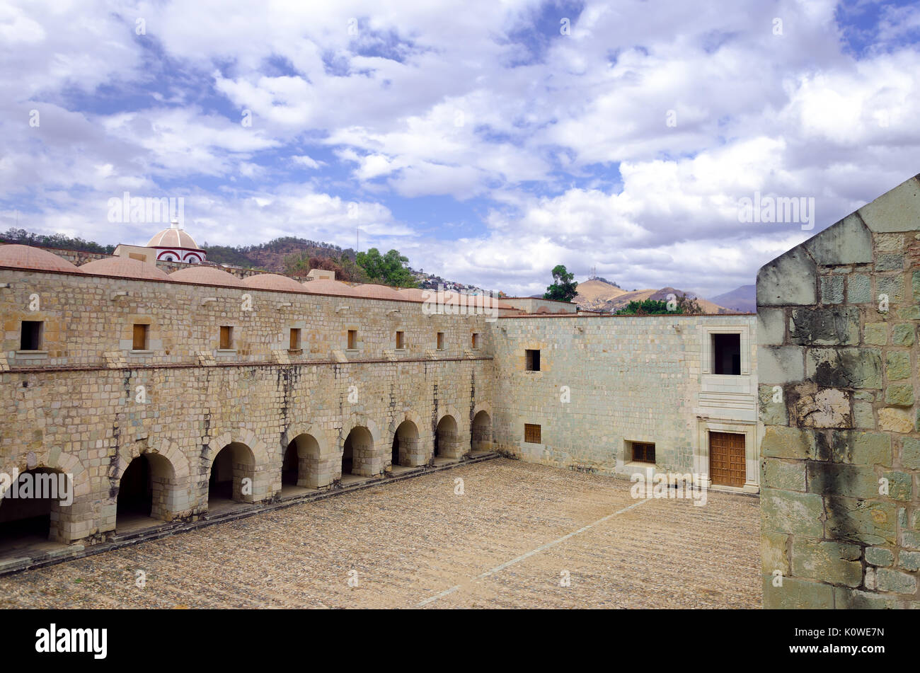 View of one of the monastery courtyards in downtown Oaxaca, Mexico ...
