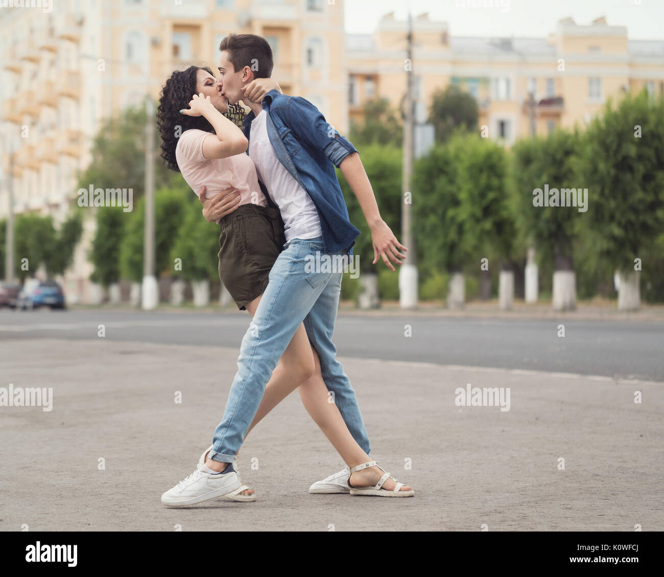 Dancing brunette in shorts hi-res stock photography and images - Alamy