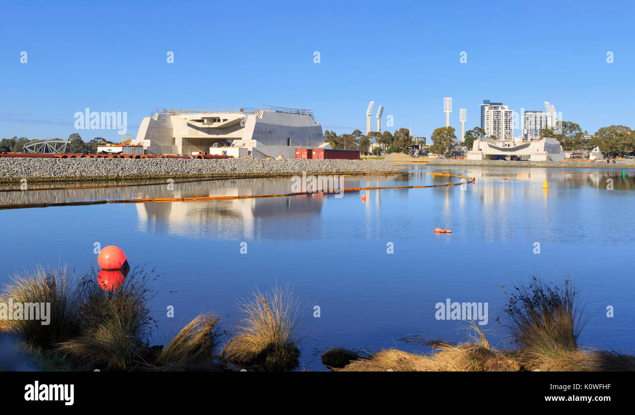 Construction work on Matagarup Bridge linking East Perth and Perth ...