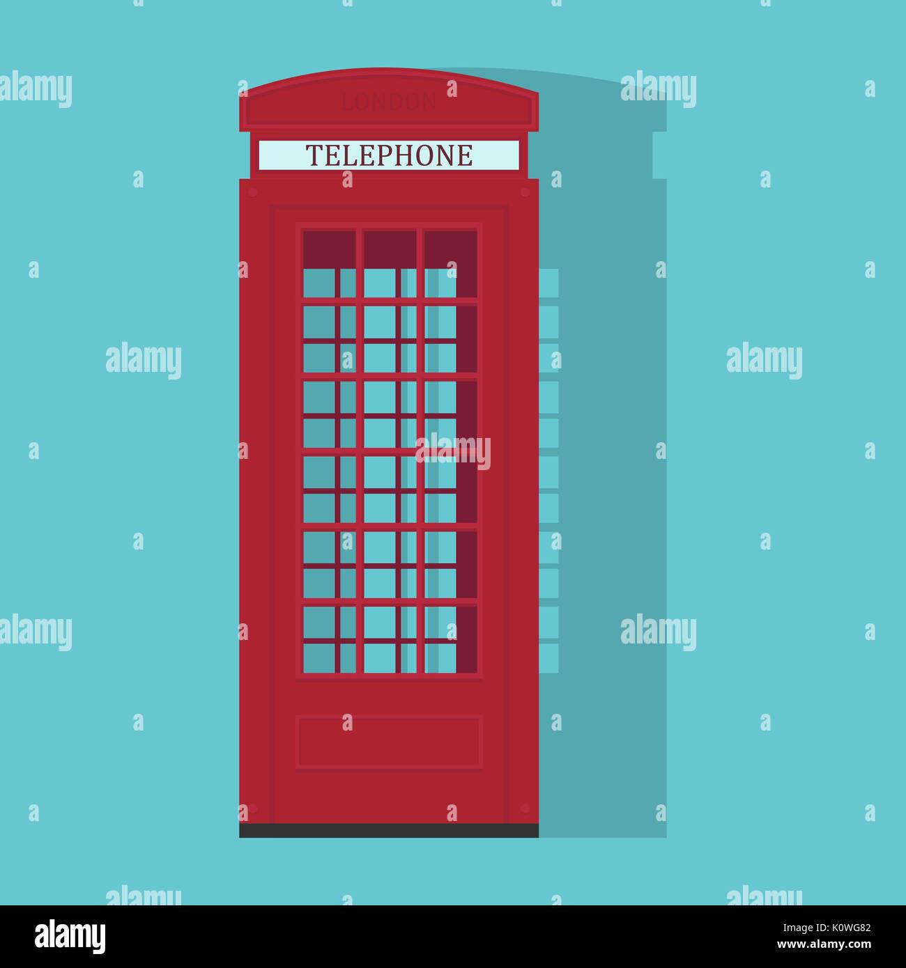 London red phone cabin with shadow.Flat vector illustration Stock ...