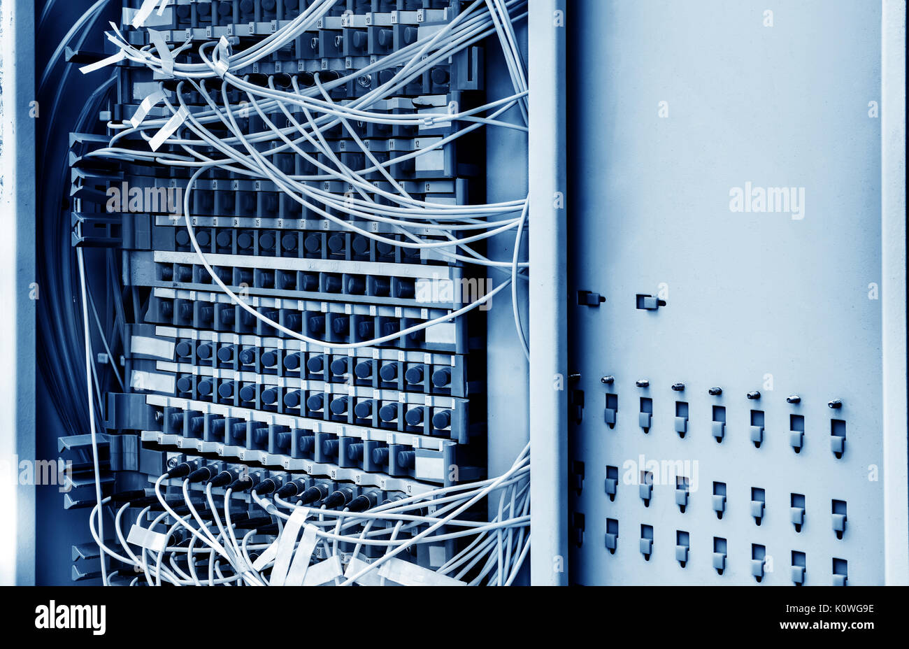 Line-intensive cable transfer box, blue tone map Stock Photo - Alamy