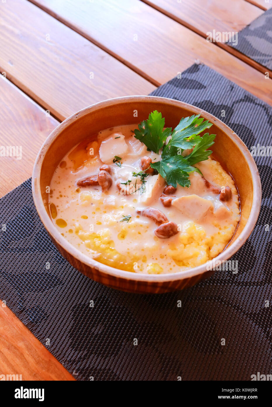 Banosh - Ukrainian Hutsul meal - maize porridge - with bacon ...