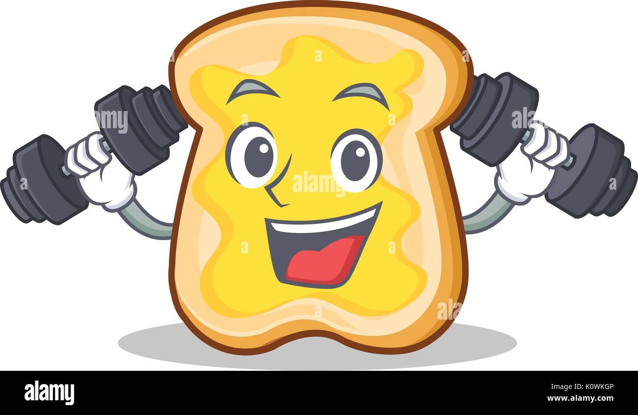 Fitness slice bread cartoon character Stock Vector Image & Art - Alamy