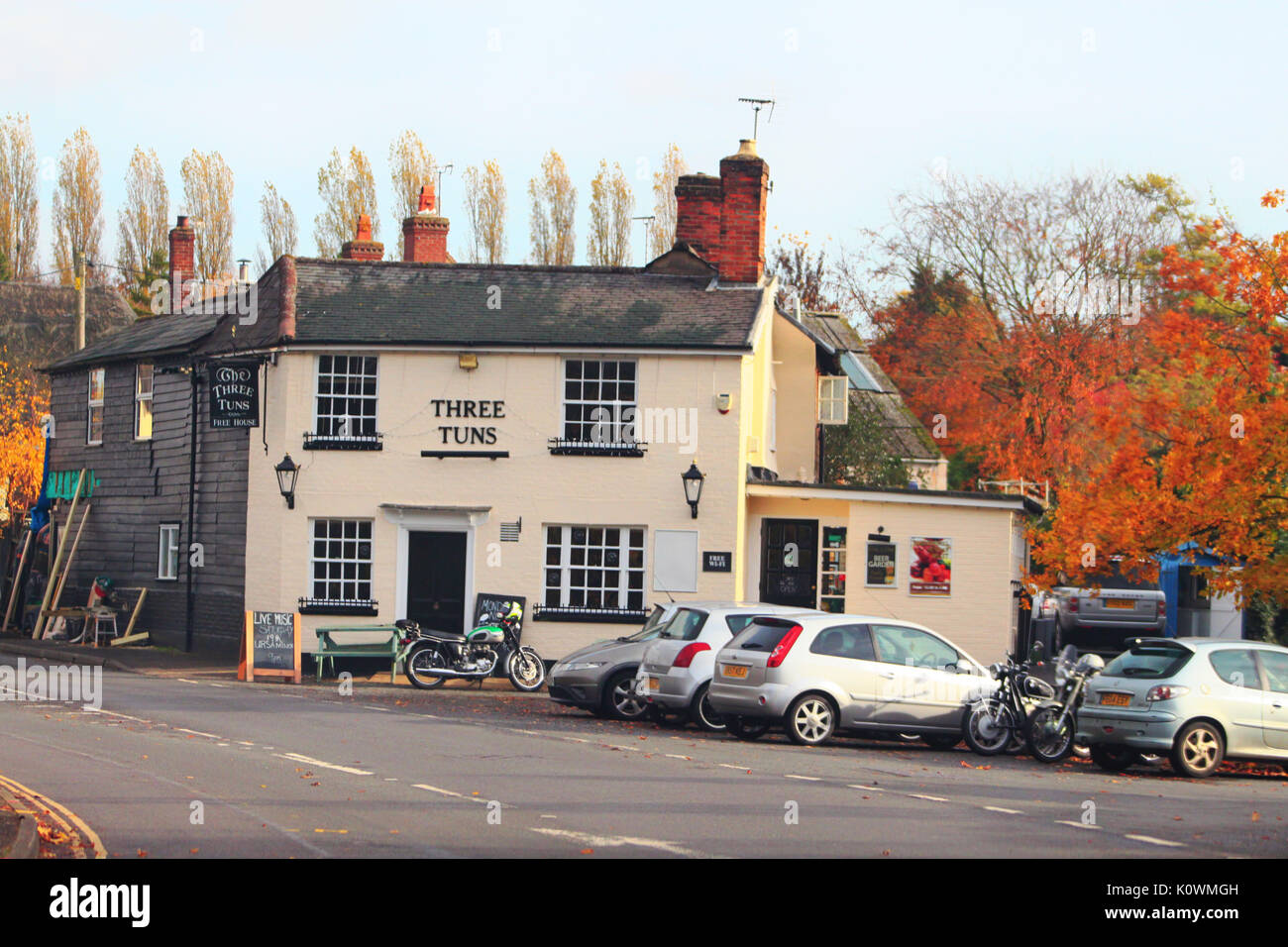 British traditional house style in Autumn winter. Pub building of ...
