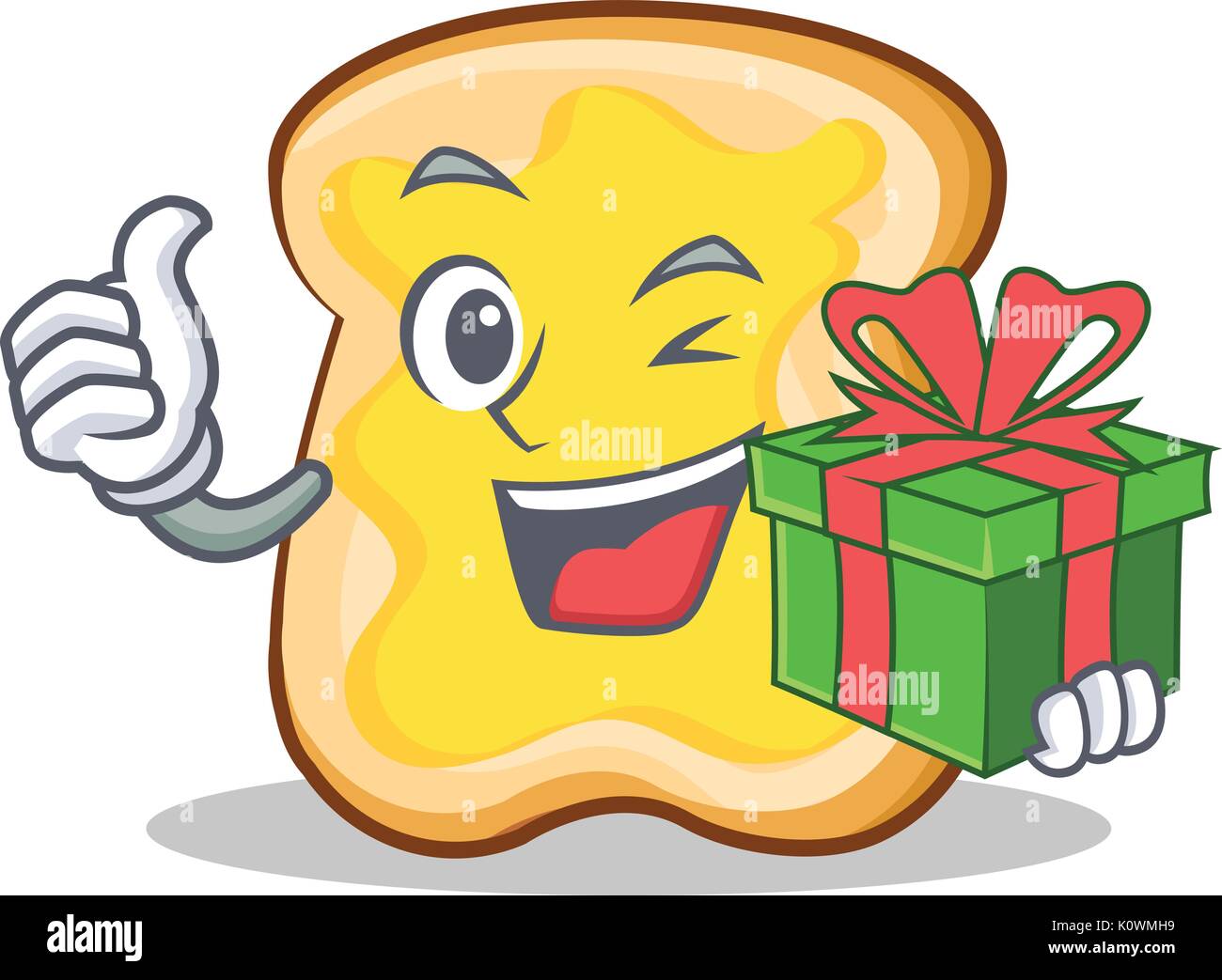 With gift slice bread cartoon character Stock Vector Image & Art - Alamy