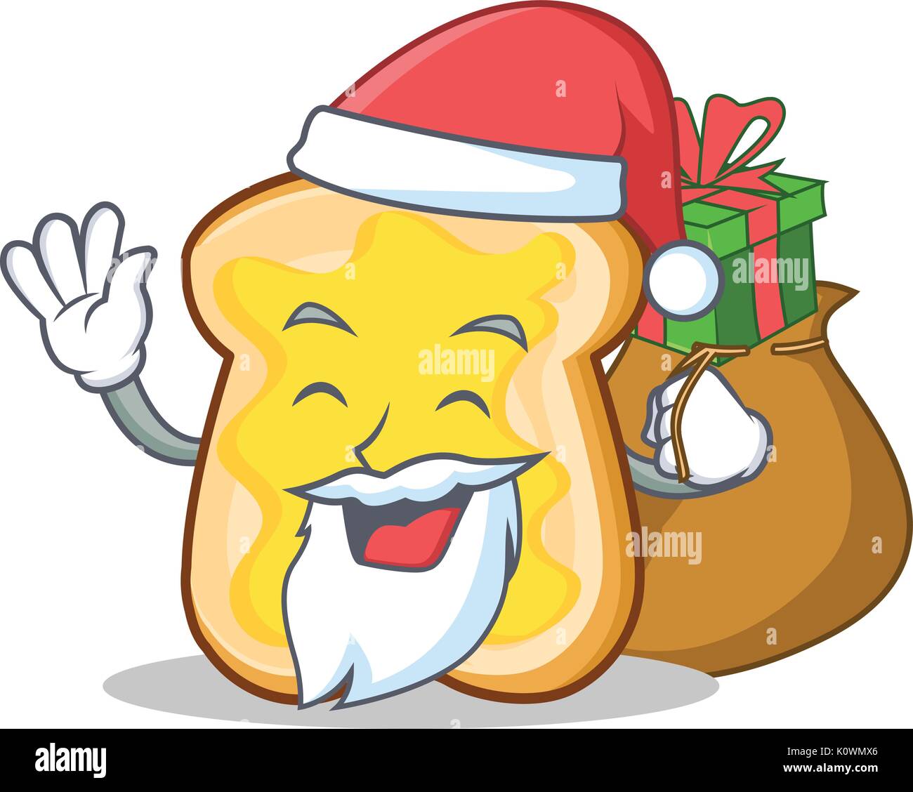 Santa with gift slice bread cartoon character Stock Vector Image & Art ...