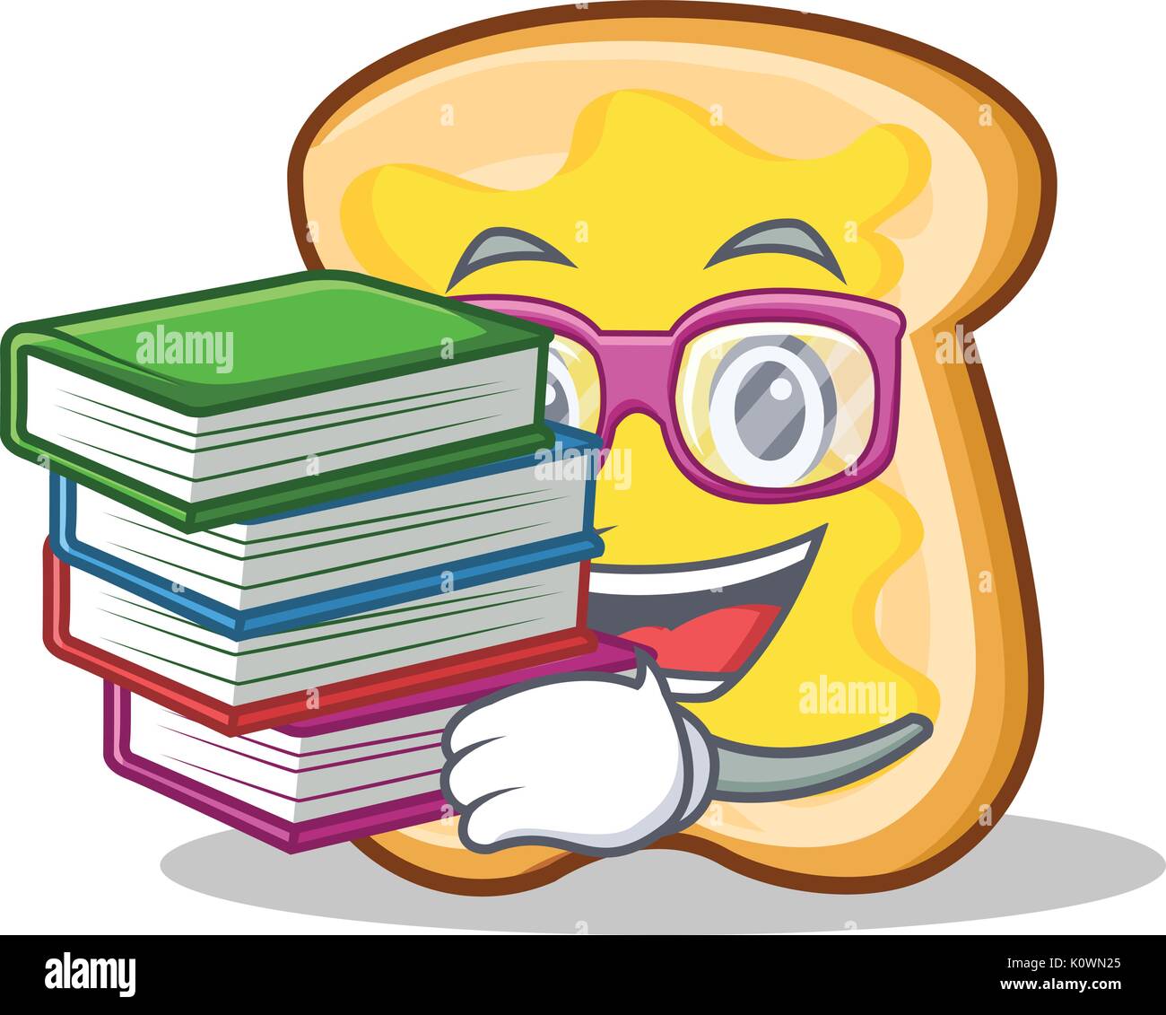 Student with book slice bread cartoon character Stock Vector Image ...