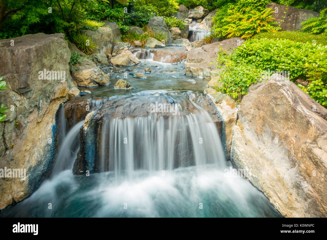 Beautiful riverwith a slow shutter photography water in a Japanesse ...
