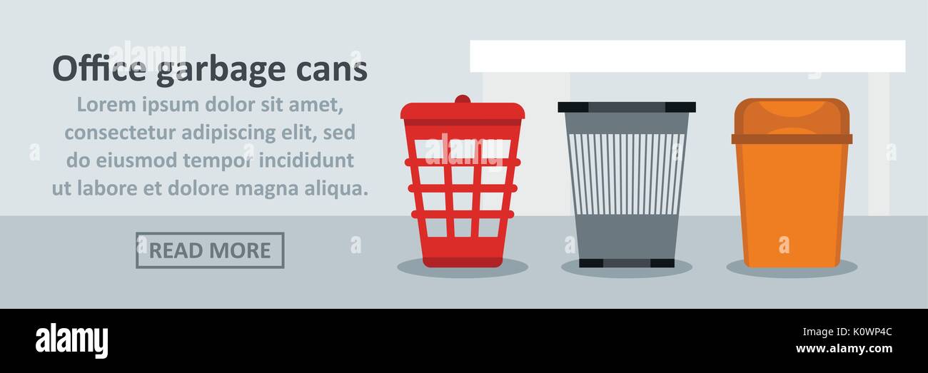 Office garbage cans banner horizontal concept Stock Vector Image & Art ...