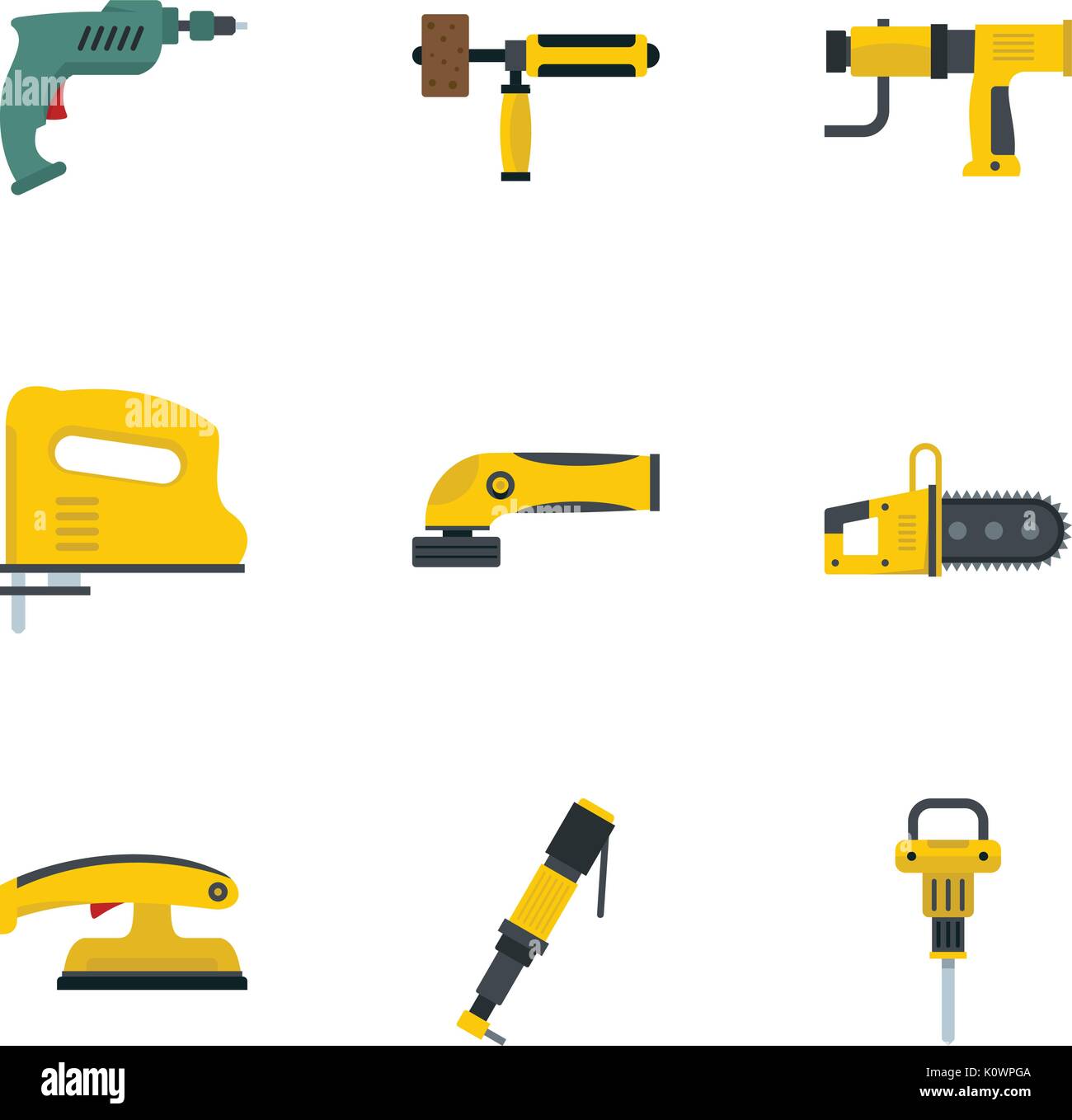 Power tool icon set, flat style Stock Vector Image & Art - Alamy