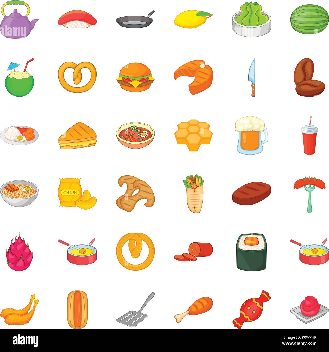 Dinner icons set, cartoon style Stock Vector Image & Art - Alamy