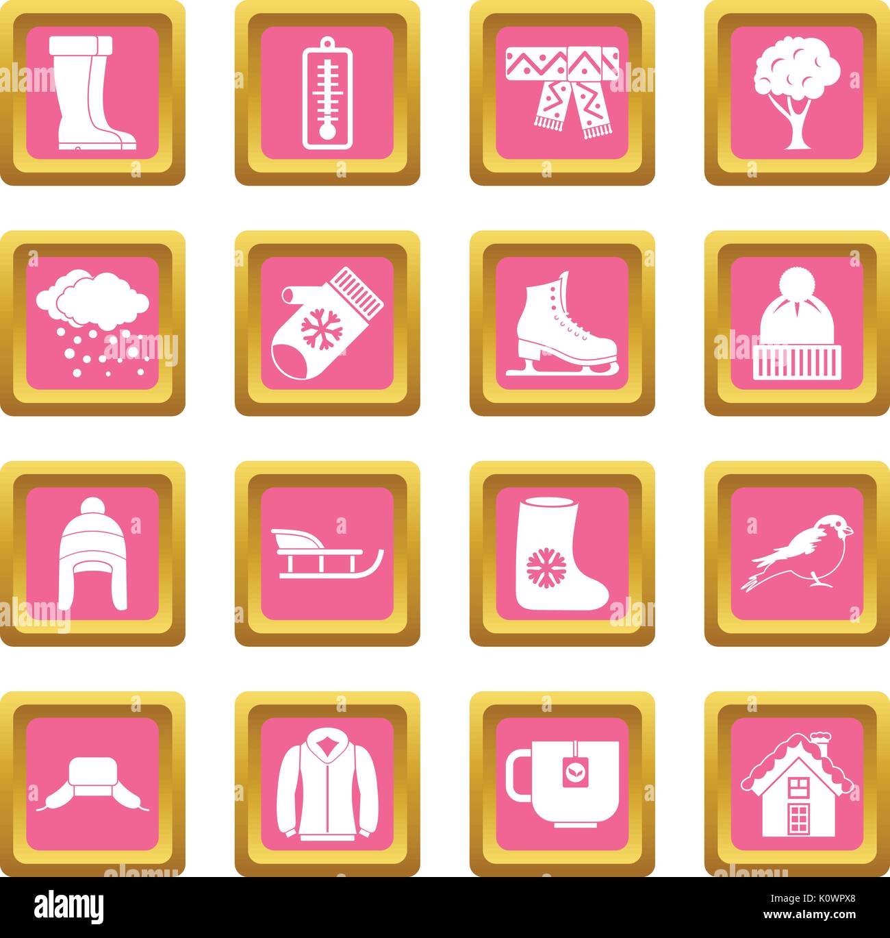 Winter icons pink Stock Vector Image & Art - Alamy