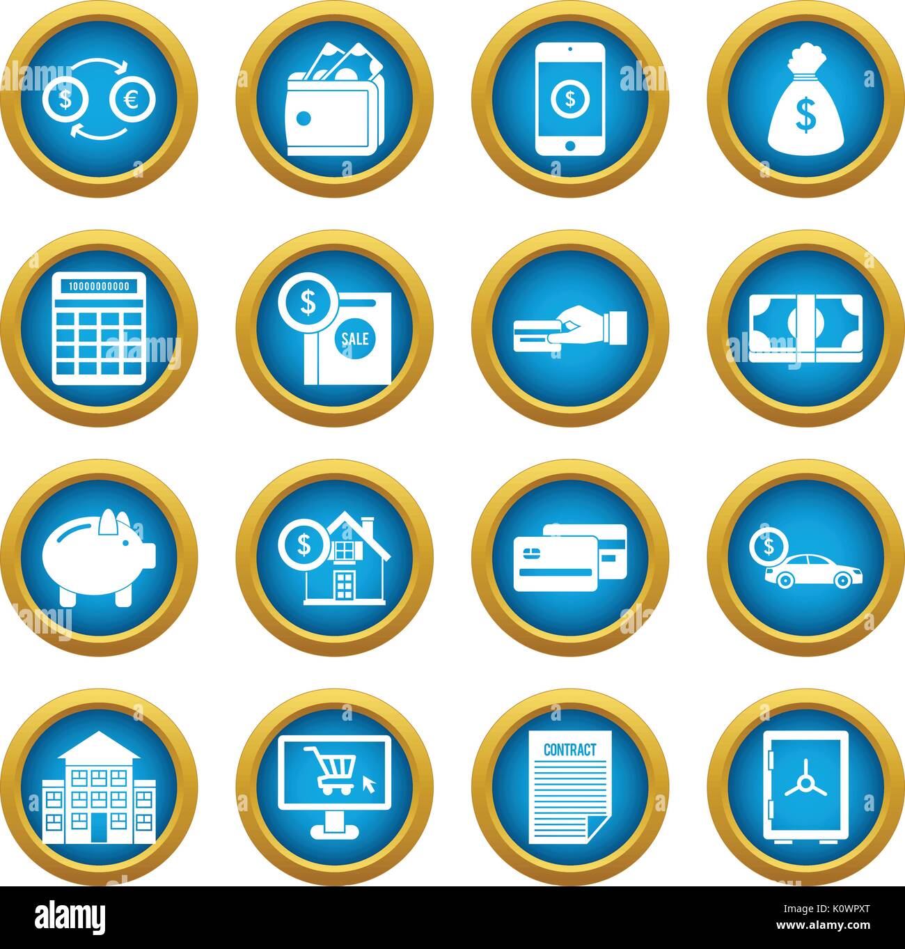 Credit icons blue circle set Stock Vector Image & Art - Alamy