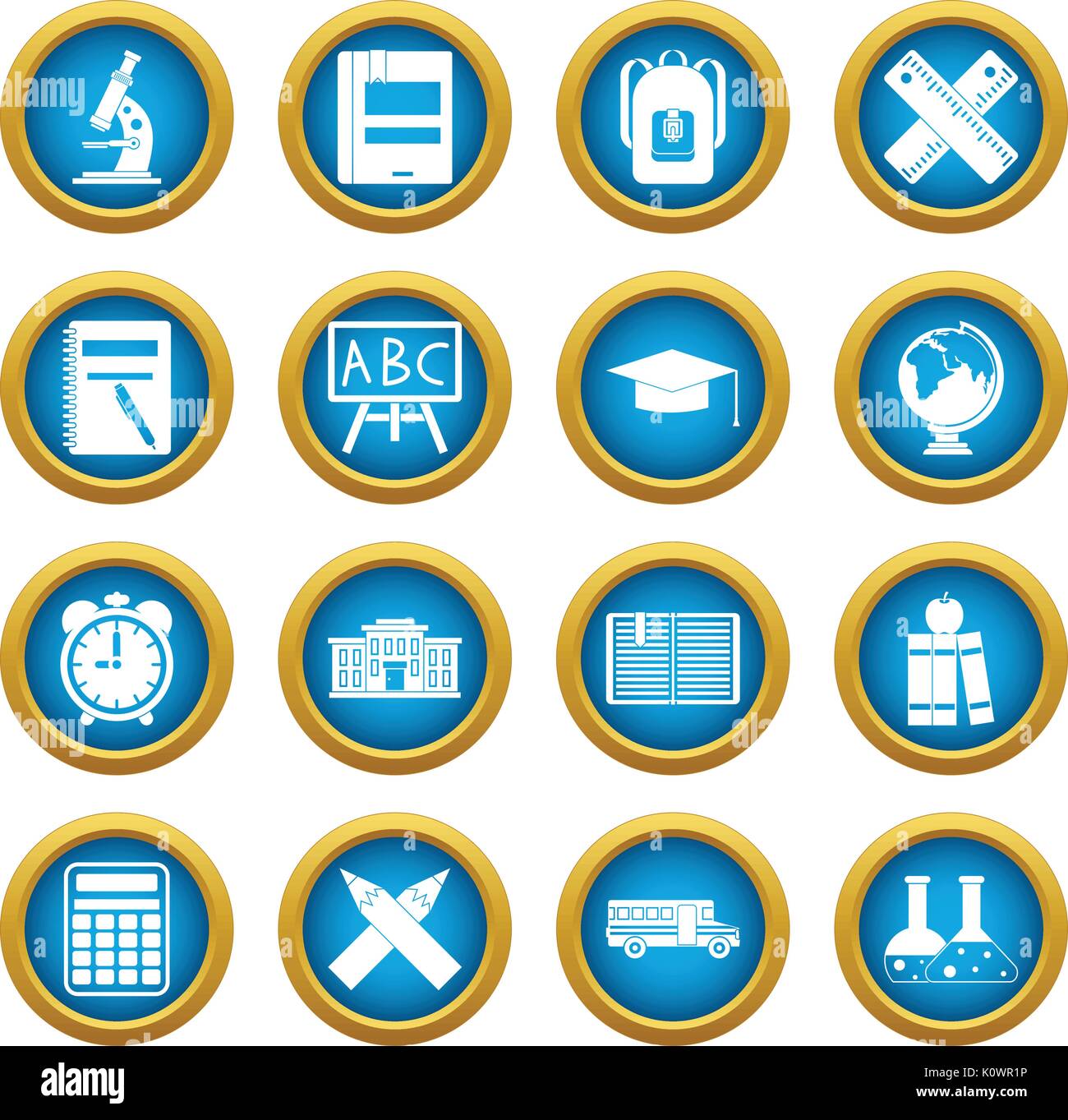 School icons blue circle set Stock Vector Image & Art - Alamy