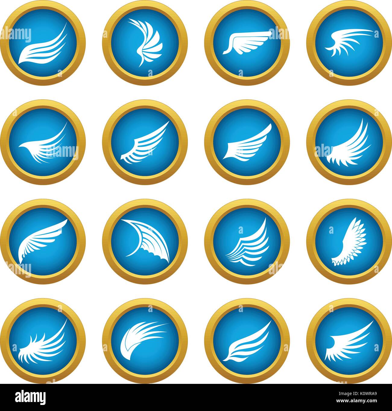 Wing icons blue circle set Stock Vector Image & Art - Alamy