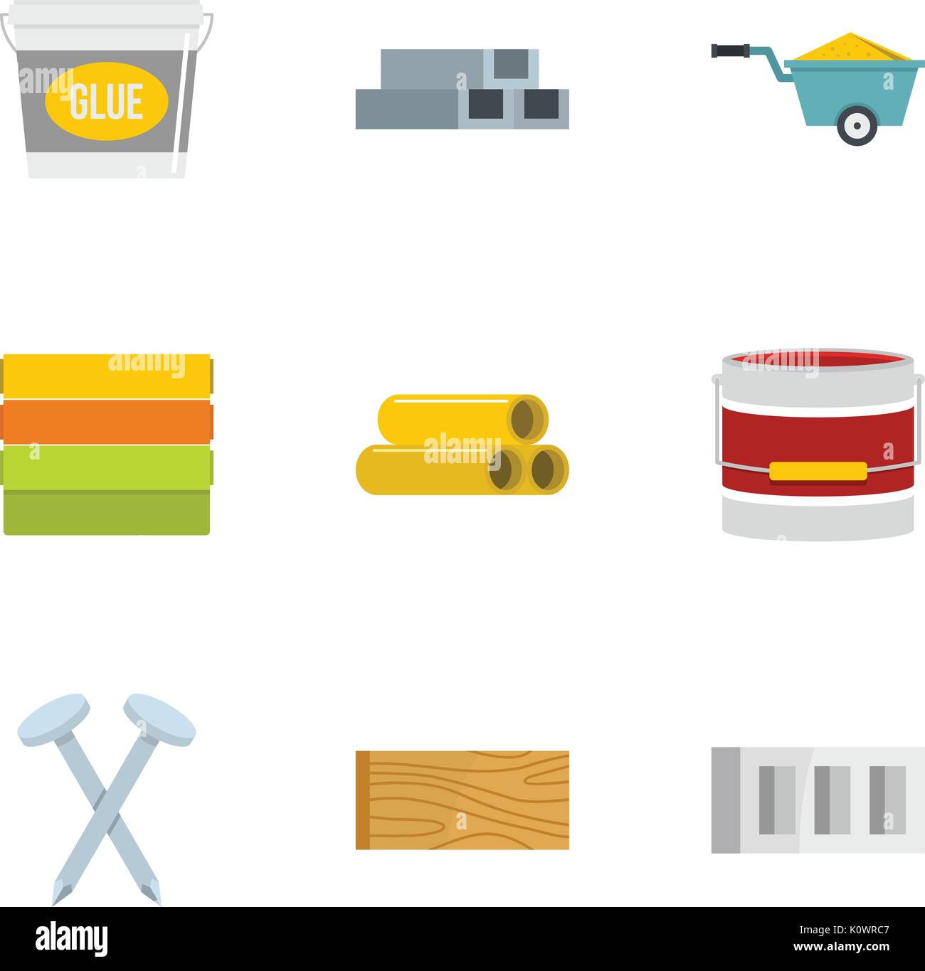 Building material icon set, flat style Stock Vector Image & Art - Alamy