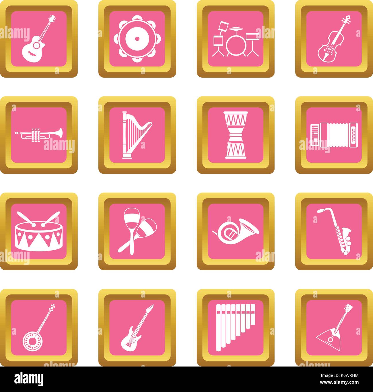 Musical instruments icons pink Stock Vector Image & Art - Alamy