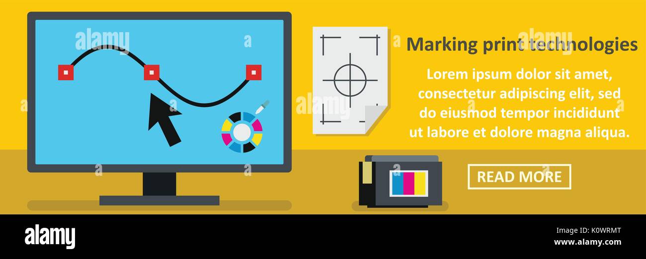 Marking print technologies banner horizontal concept Stock Vector Image ...
