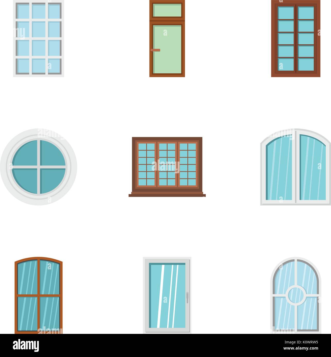 House window icon set, flat style Stock Vector Image & Art - Alamy
