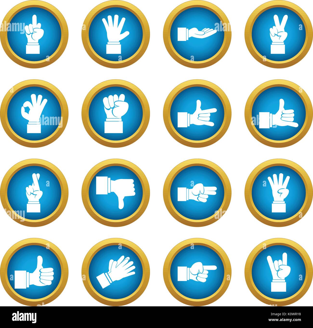 Hand gesture icons blue circle set Stock Vector Image & Art - Alamy