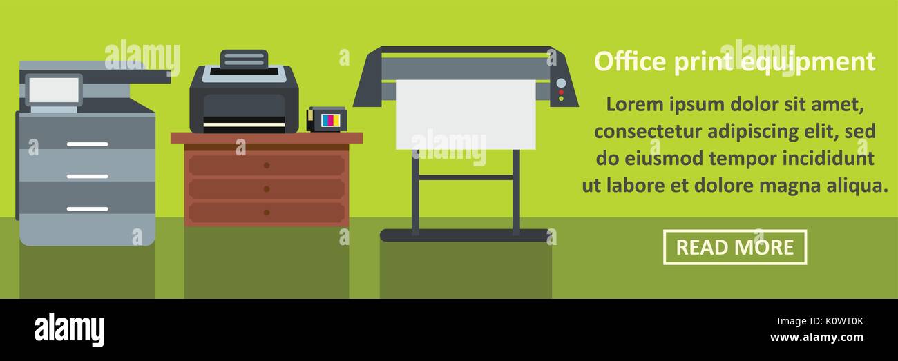 Office print equipment banner horizontal concept Stock Vector Image ...