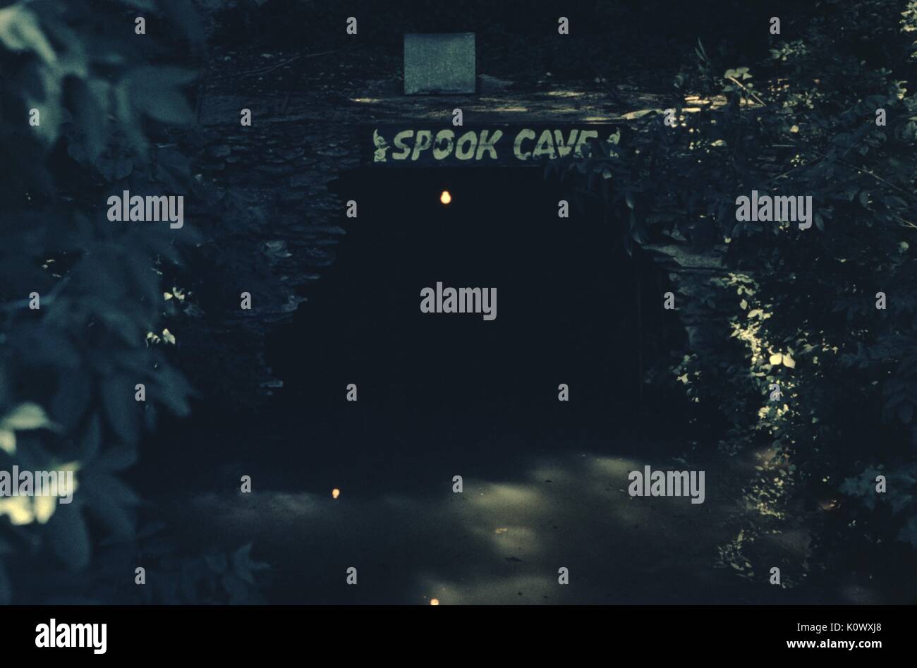 Close up photo of the entrance to Spook Cave, a tourist spelunking ...