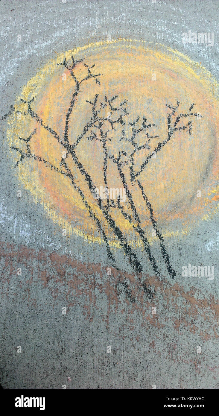 SIdewalk chalk drawing of a ychalk, sidewalk, sun, drawing, asphalt ...