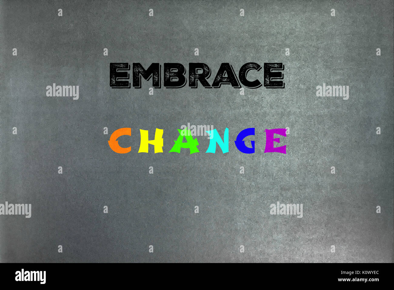 The phrase Embrace Change placed onto a chalkboard texture background ...