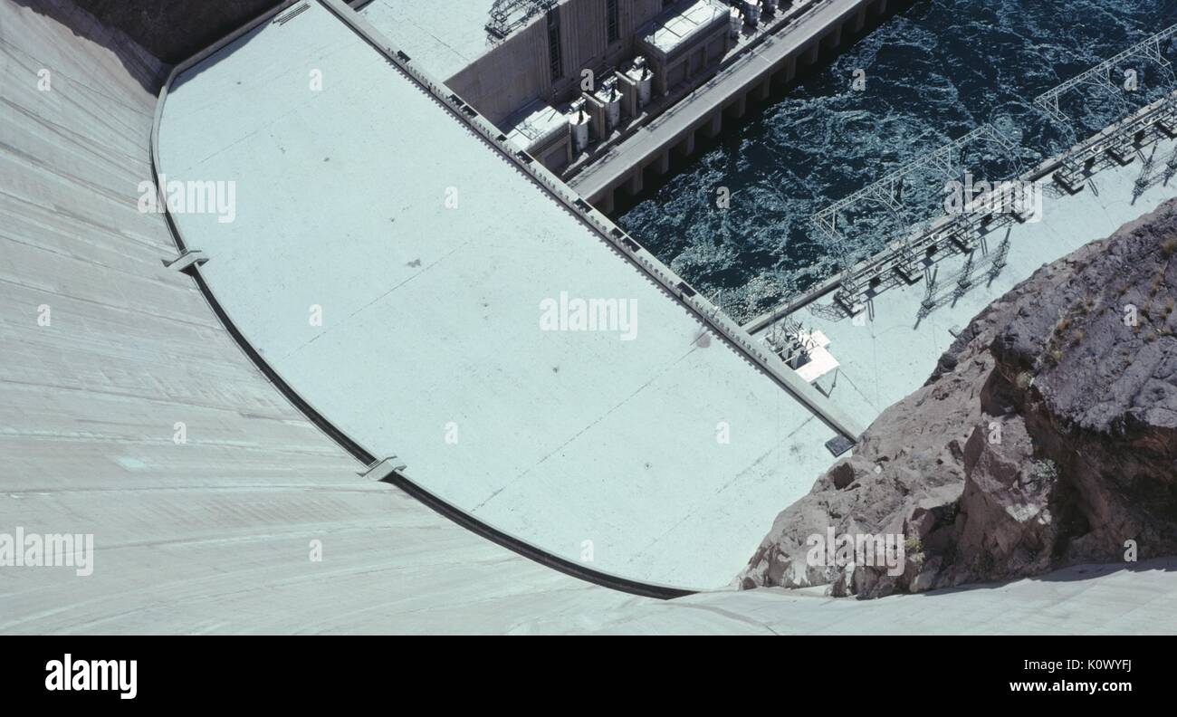 Sluice gates and water outflow at the Hoover Dam, Lake Mead, Nevada ...