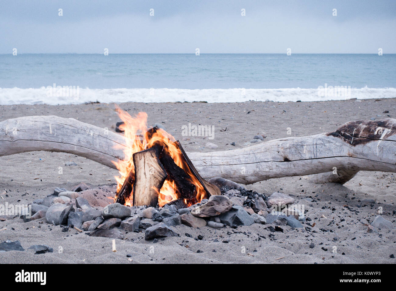 Daytime Bonfire On Beach