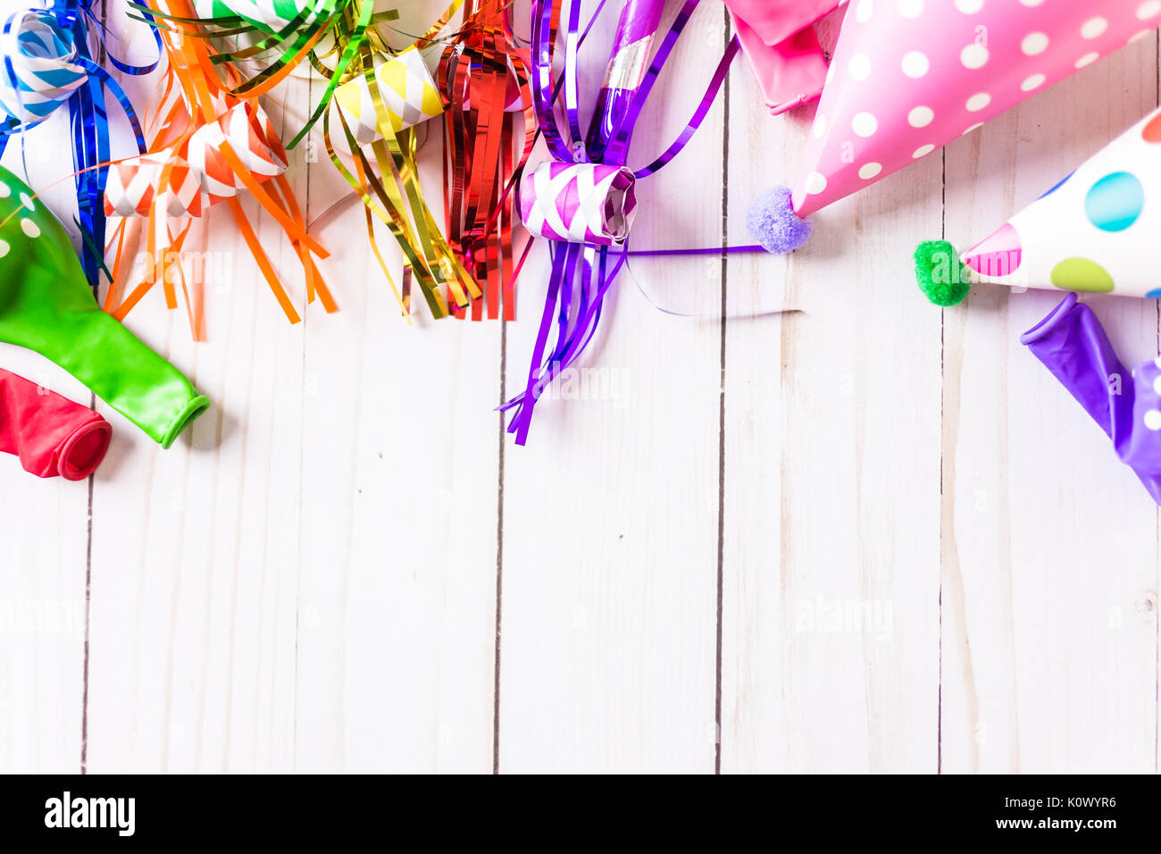 Kids Birthday Party decorations in primary colors Stock Photo - Alamy