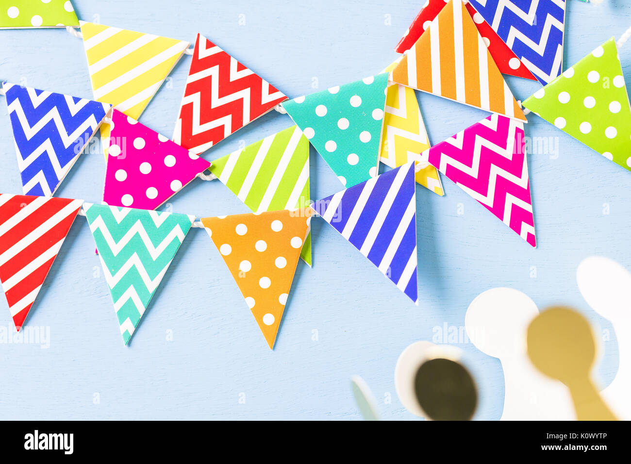 Kids Birthday Party decorations in primary colors Stock Photo - Alamy