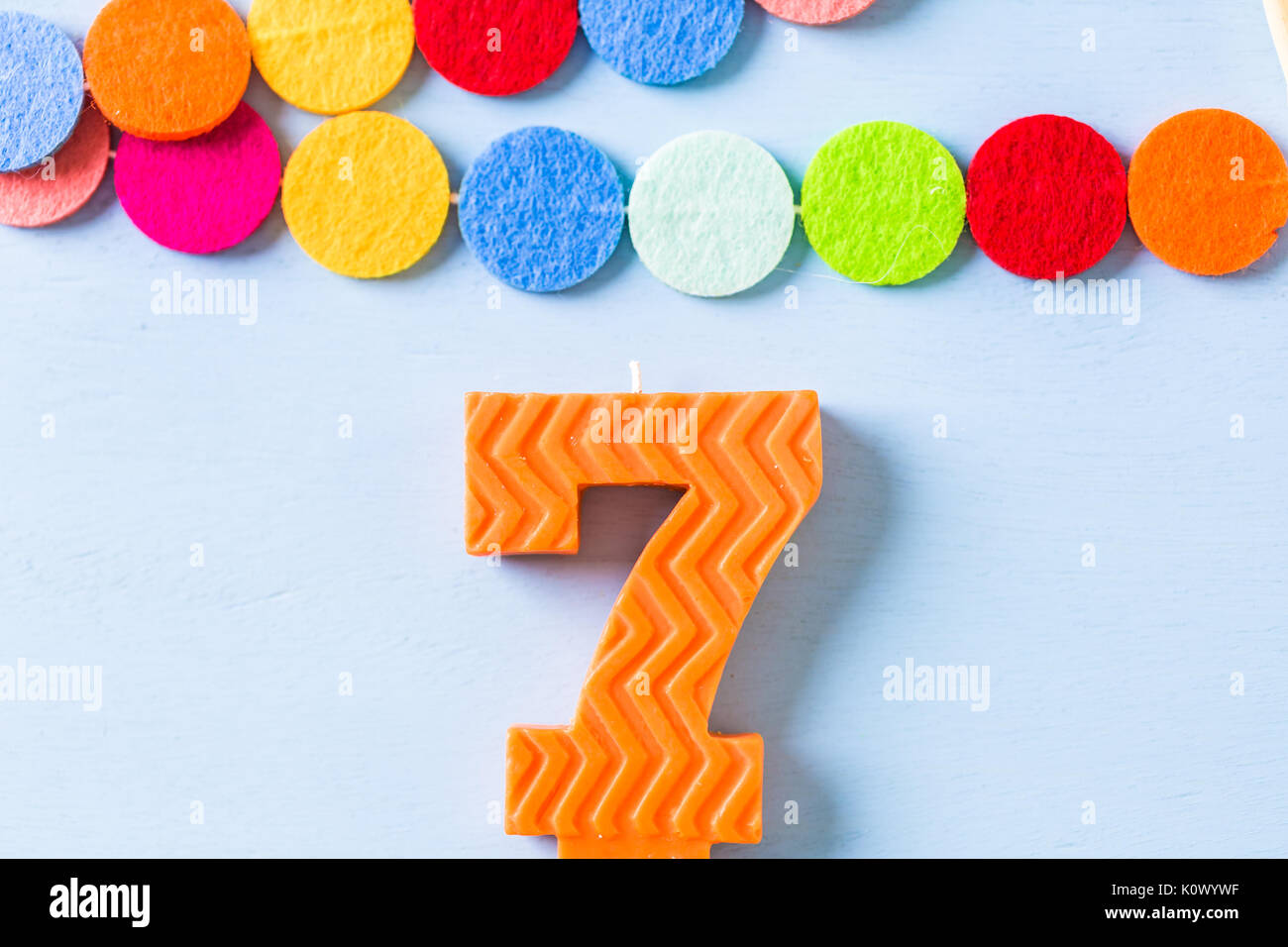 Cake candle in shape of number 7 for Birthday party Stock Photo - Alamy