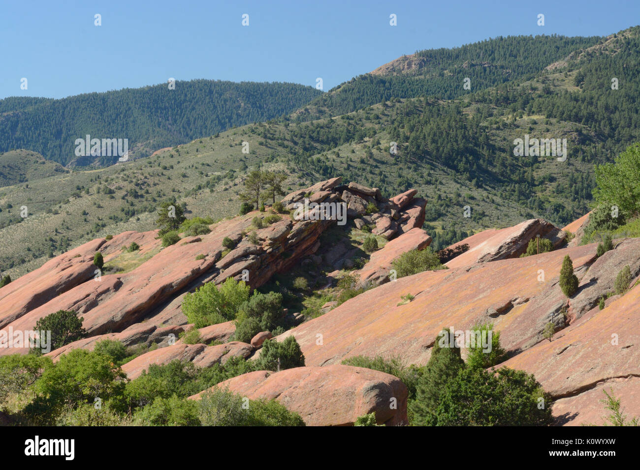 Summer view of geological rock formations in Red Rocks Park Colorado ...