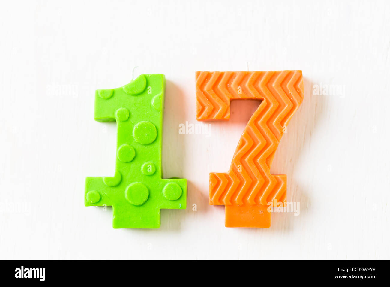 Cake candle in shape of number 17 for Birthday party Stock Photo - Alamy