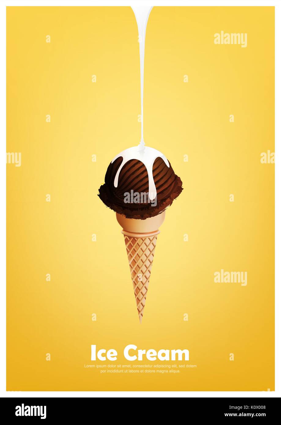 Chocolate Coffee Ice Cream Cone Pour Milk Syrup Dairy Product Flavor