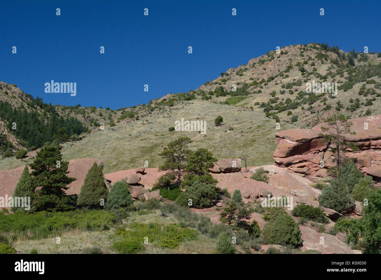 Summer view of geological rock formations in Red Rocks Park Colorado ...