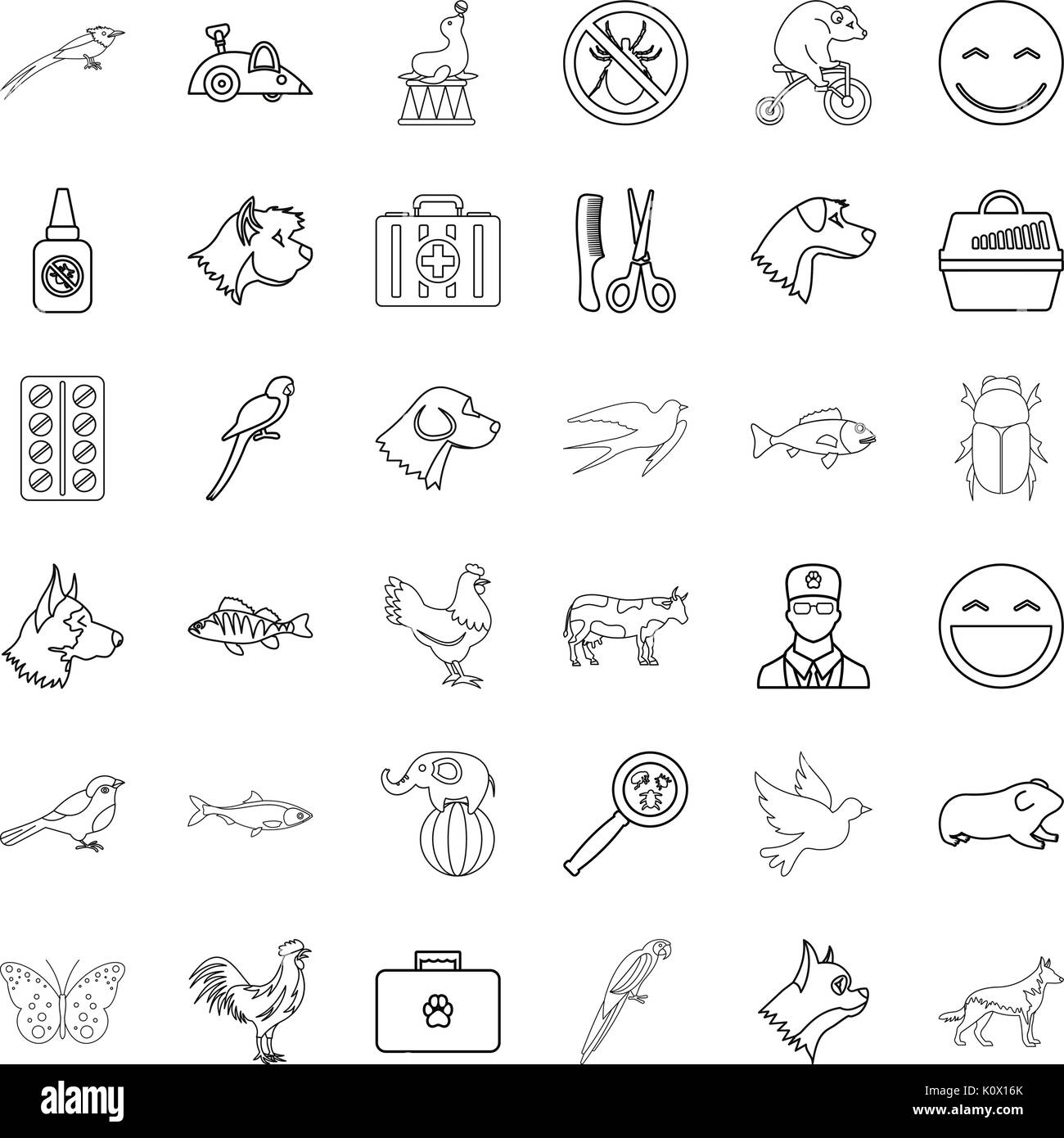 Elephant icons set. Outline style of 36 elephant vector icons for web ...