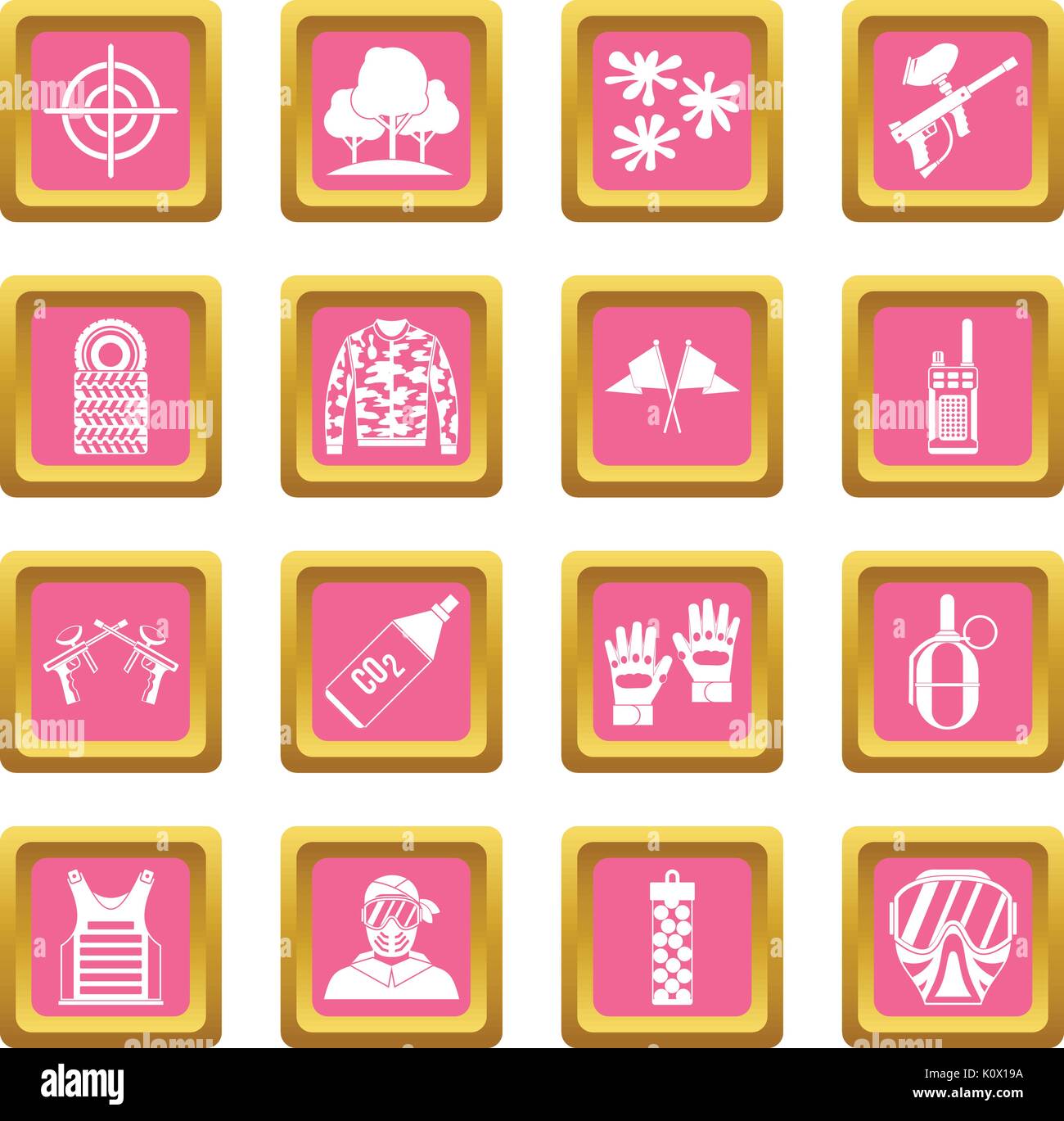 Paintball icons set in pink color isolated vector illustration for web ...