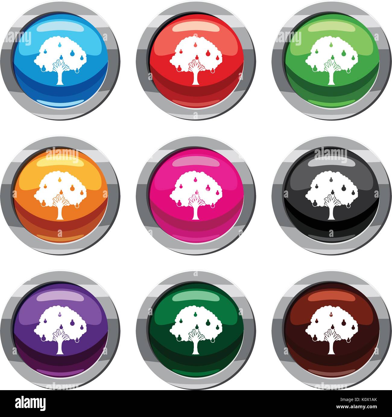 Pear tree with pears set icon isolated on white. 9 icon collection ...