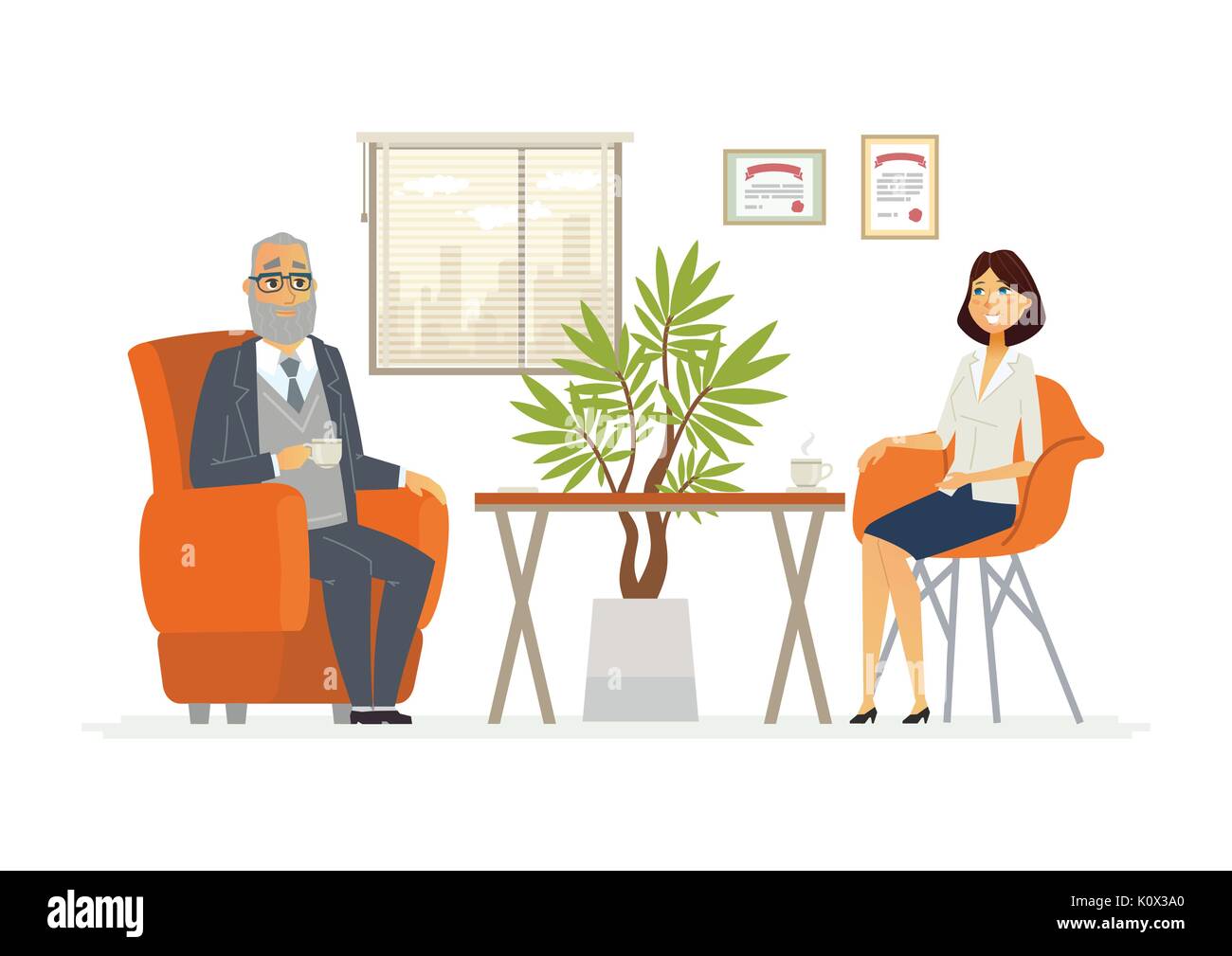 Business Consultation - modern vector cartoon characters illustration ...