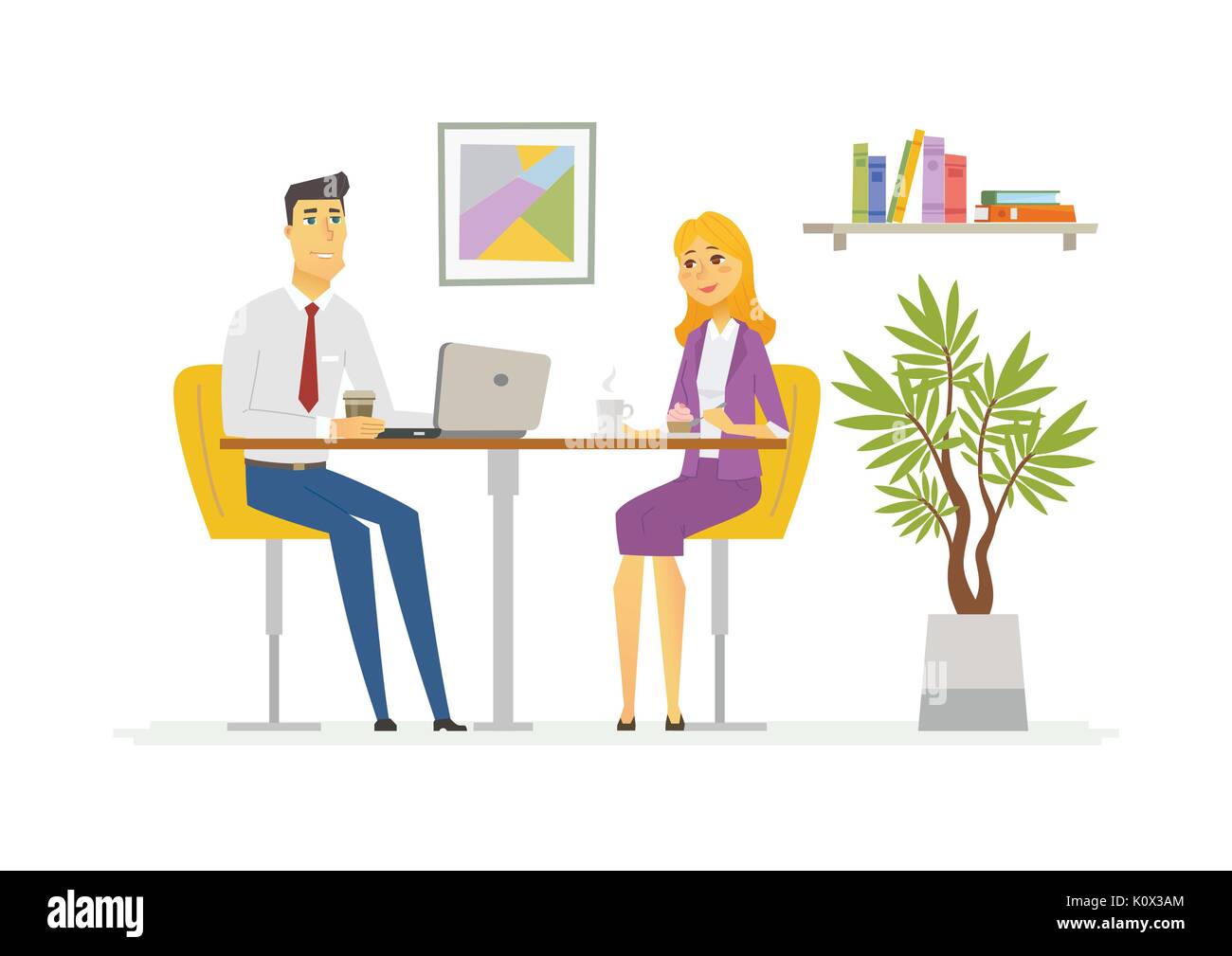 Coffee Break - modern vector cartoon business characters illustration ...